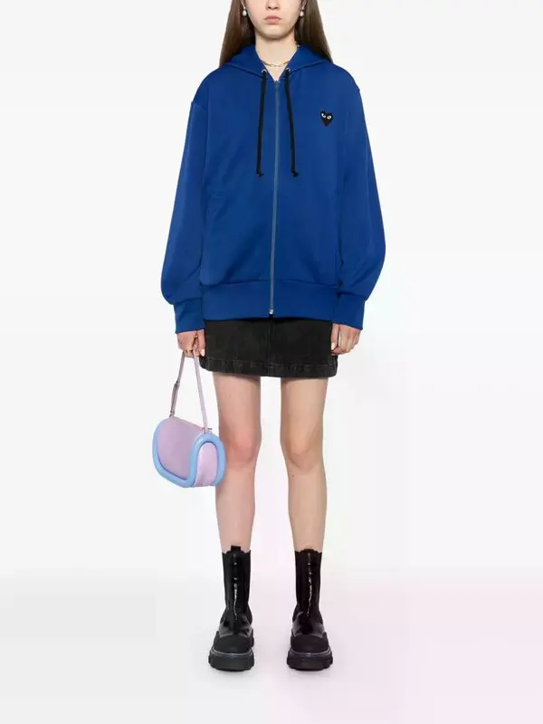 Play Comme Des Garcon Big Heart Zip-up Hoodie - Blue