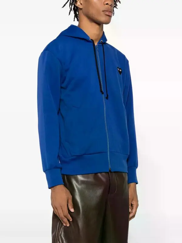 Play Comme Des Garcon Big Heart Zip-up Hoodie - Blue