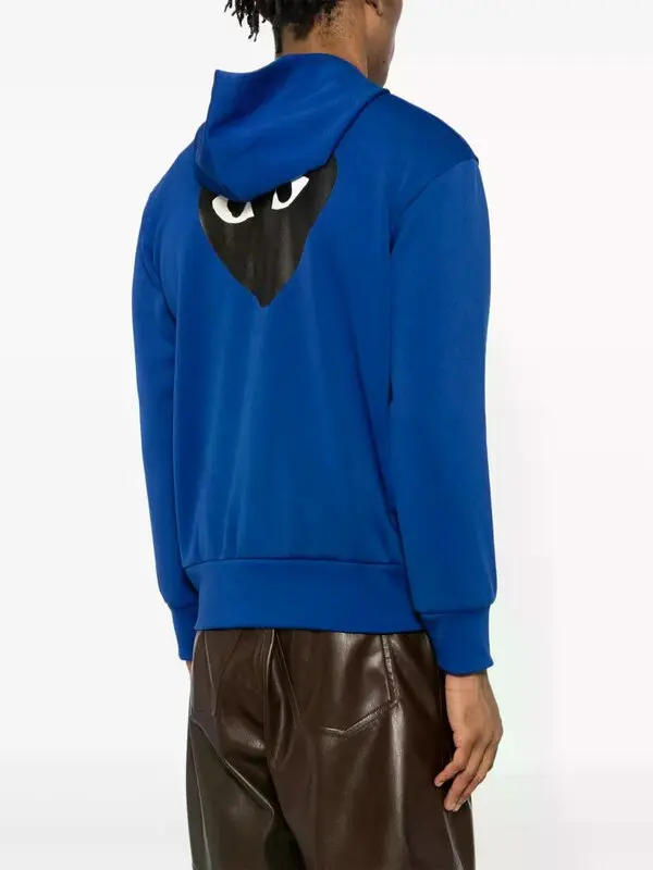 Play Comme Des Garcon Big Heart Zip-up Hoodie - Blue