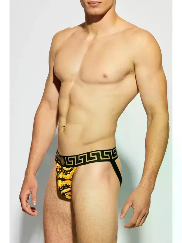 Versace Printed Cotton-jersey Jockstrap