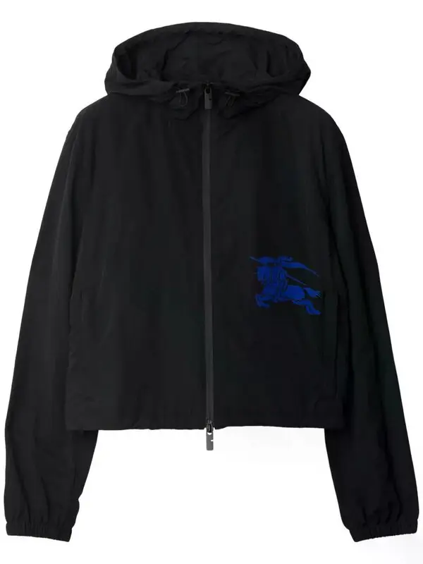 Burberry Cropped Nylon Hooded Jacket With Equestrian Knight Design