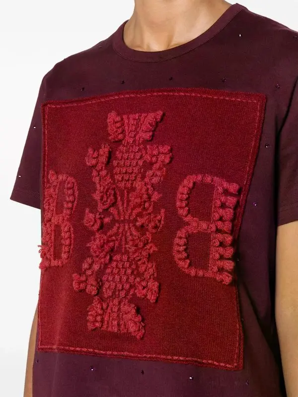 BARRIE Logo-embroidered Embellished T-shirt - Red