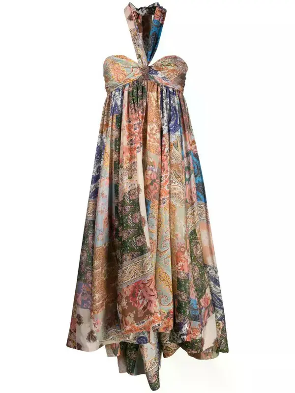 Zimmermann Devi Paisley-print Halterneck Dress