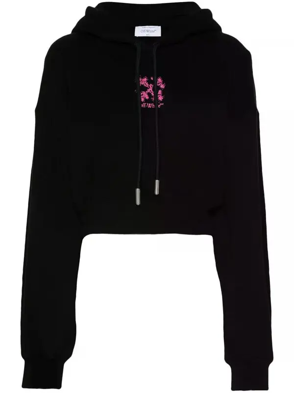 Off-White Arrows-embroidered Cropped Hoodie