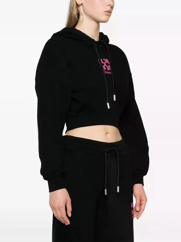 Off-White Arrows-embroidered Cropped Hoodie