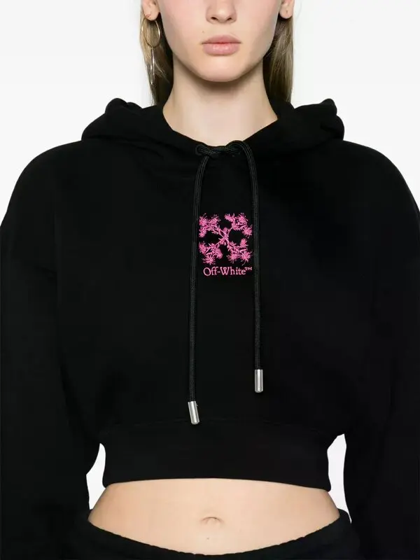 Off-White Arrows-embroidered Cropped Hoodie