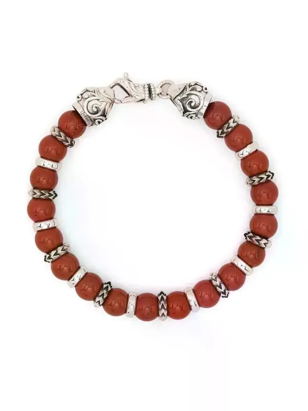 Emanuele Bicocchi Engraved-detail Bead Bracelet - Red