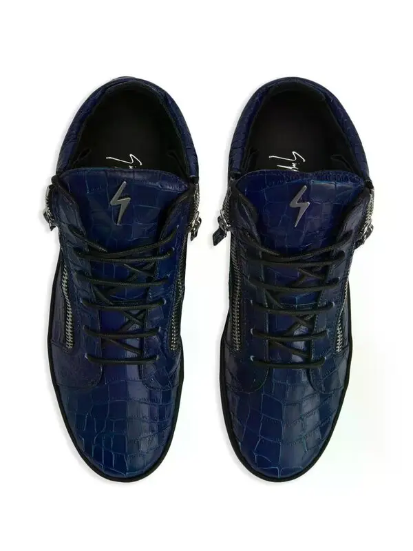 GIUSEPPE ZANOTTI Kriss Crocodile-effect Mid-top Sneakers
