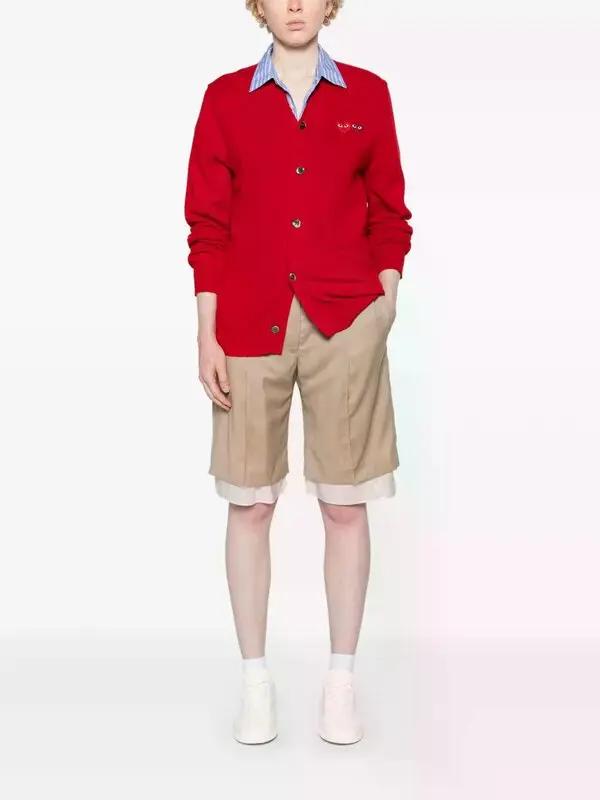 Play Comme Des Garcon Double-heart Wool Cardigan