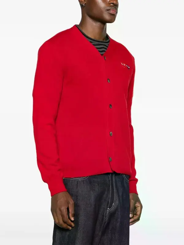 Play Comme Des Garcon Double-heart Wool Cardigan