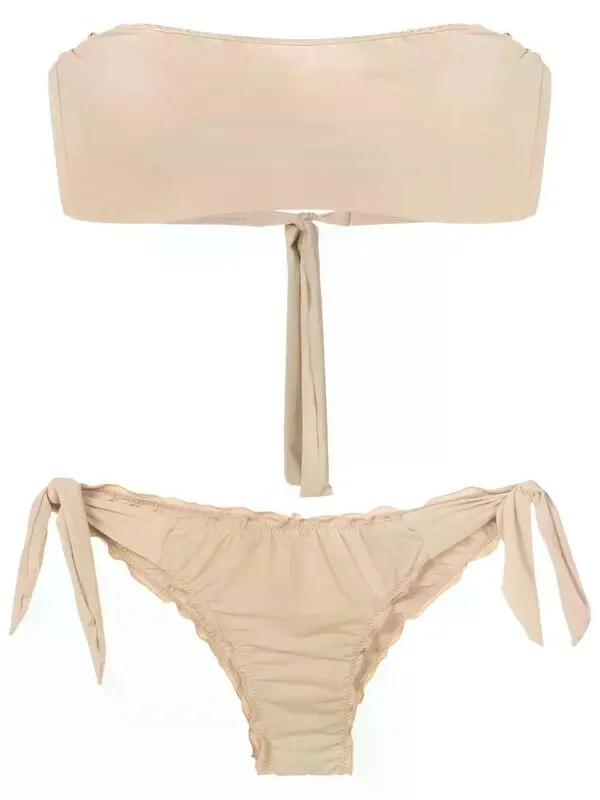 AMIR SLAMA Gathered-detail Bandeau Bikini - Neutrals