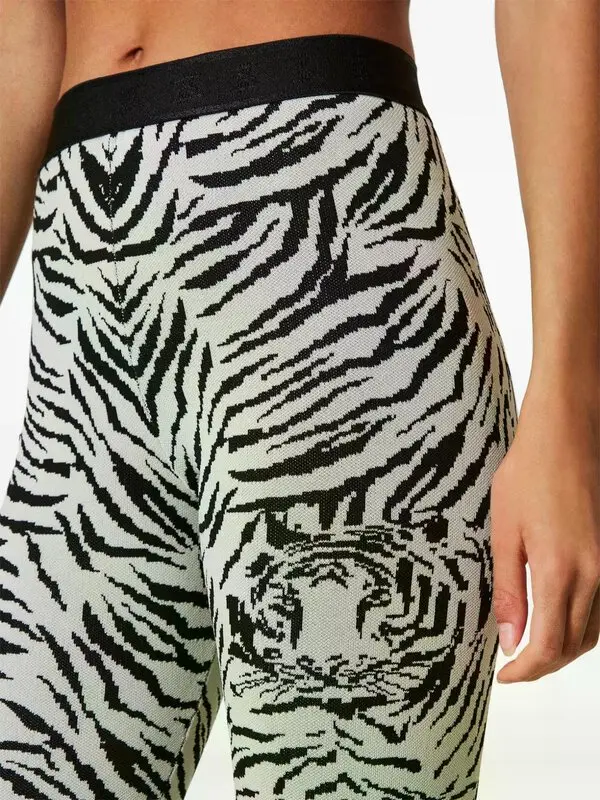 TWINSET Jacquard Knit Leggings With Tiger Print