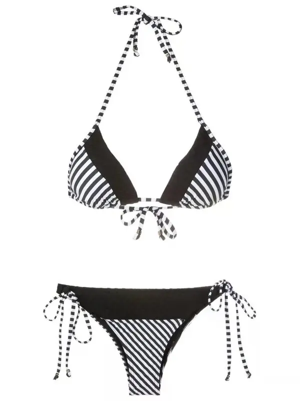 AMIR SLAMA Striped Triangle-cup Bikini - Black