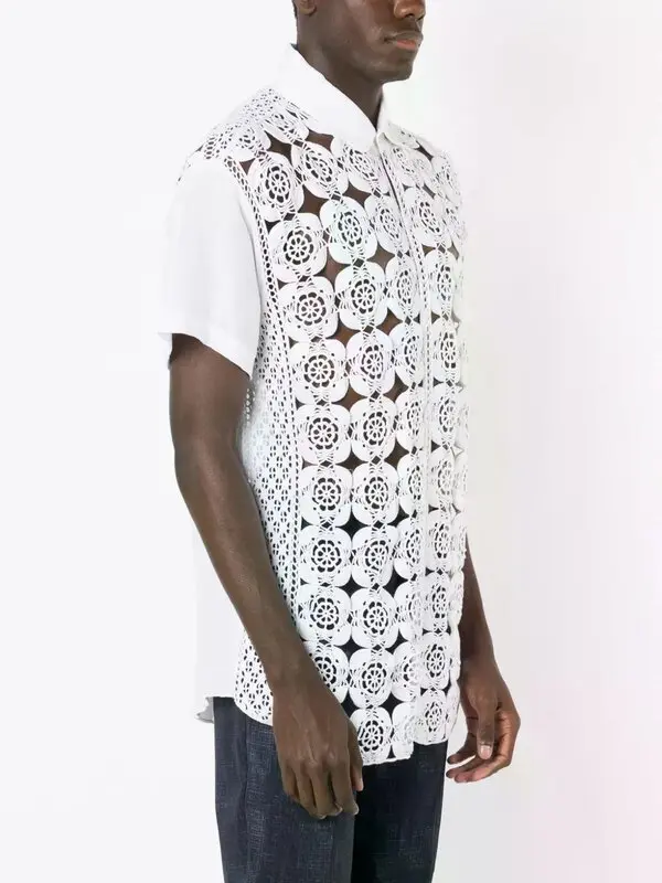 AMIR SLAMA Crochet-panel Short-sleeved Shirt