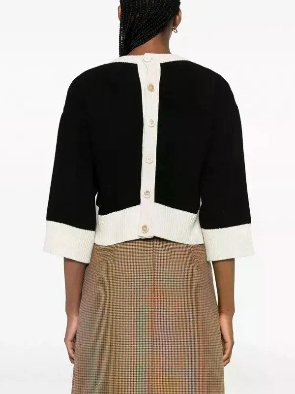Marni Logo-intarsia Cropped Jumper - Black