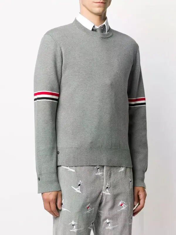 Thom Browne Milano Stitch Crew Neck Jumper - Grey