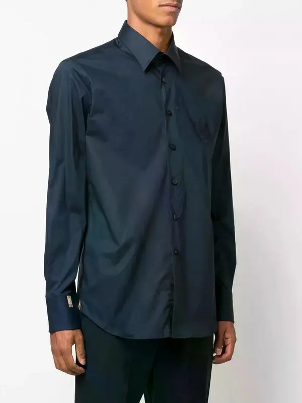 BILLIONAIRE Silver Cut Long-sleeve Shirt - Blue