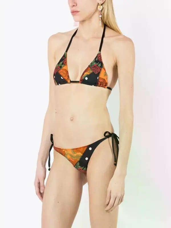 AMIR SLAMA Patchwork Rose-pattern Bikini Set - Multicolour