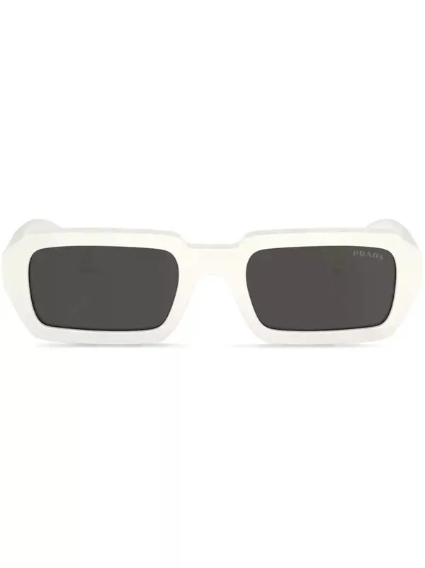 Prada Logo-lettering Rectangular Sunglasses - White