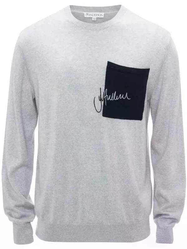 JW Anderson Signature Pocket Crew-neck Jumper - Grey