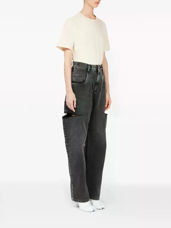 MAISON MARGIELA High-rise Tapered Jeans With Cut-out Detail - Black