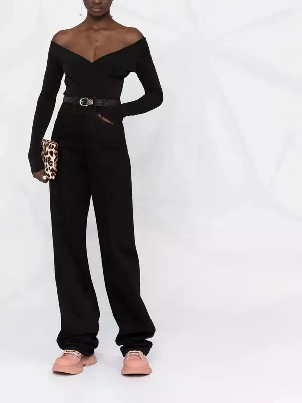 ATU BODY COUTURE Off-shoulder V-neck Long-sleeve Bodysuit