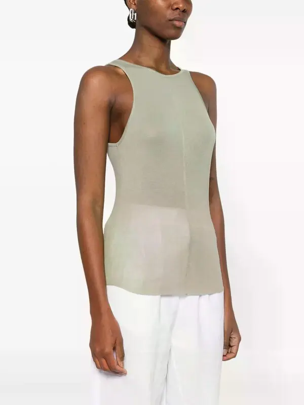 THOM KROM Fine-ribbed Crew Neck Tank Top - Green