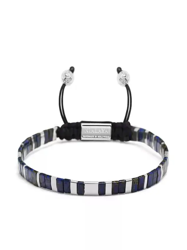NIALAYA JEWELRY Logo-engraved Beaded Bracelet - Silver