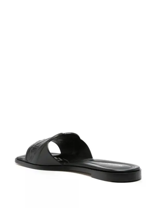 Alexander McQueen Logo-embossed Leather Sandals - Black