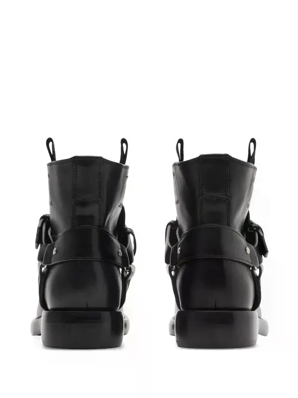 Burberry Calf Leather Buckled Ankle Boots