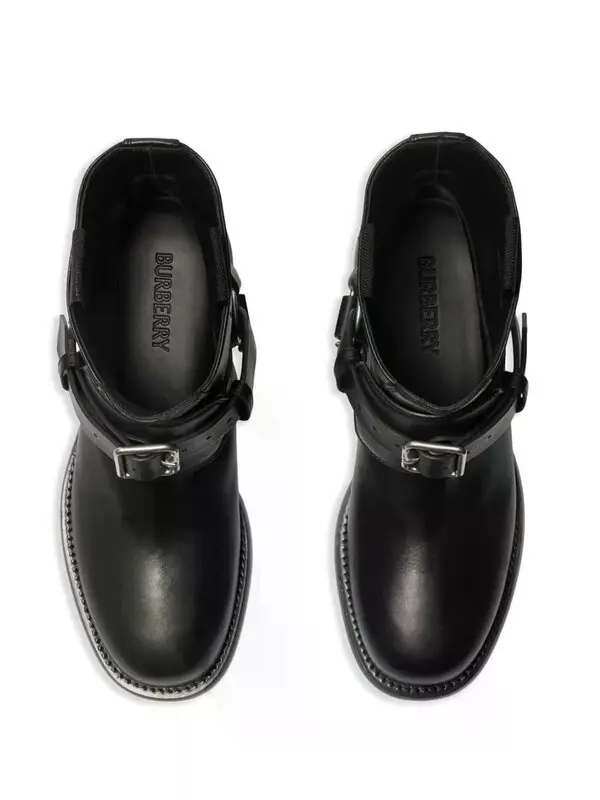 Burberry Calf Leather Buckled Ankle Boots
