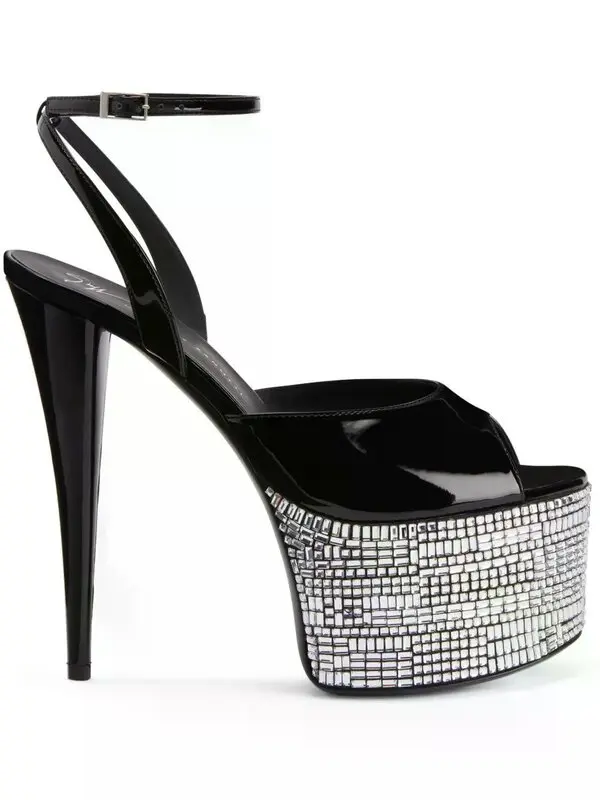 GIUSEPPE ZANOTTI Patent Embellished Platform Sandals