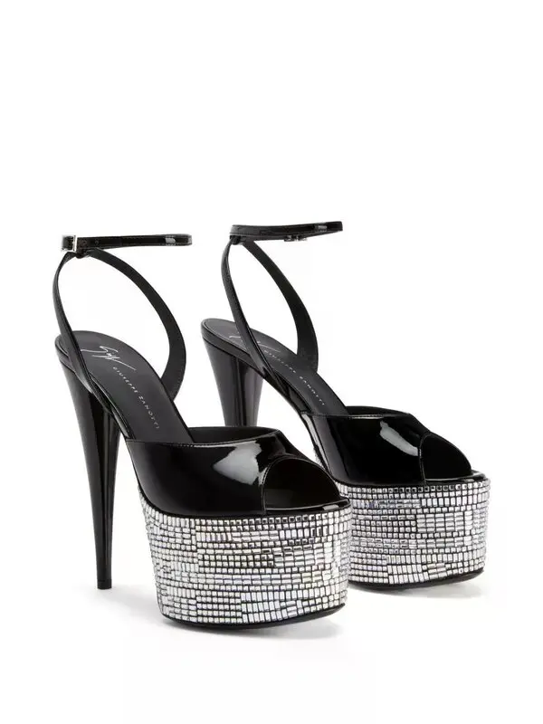 GIUSEPPE ZANOTTI Patent Embellished Platform Sandals