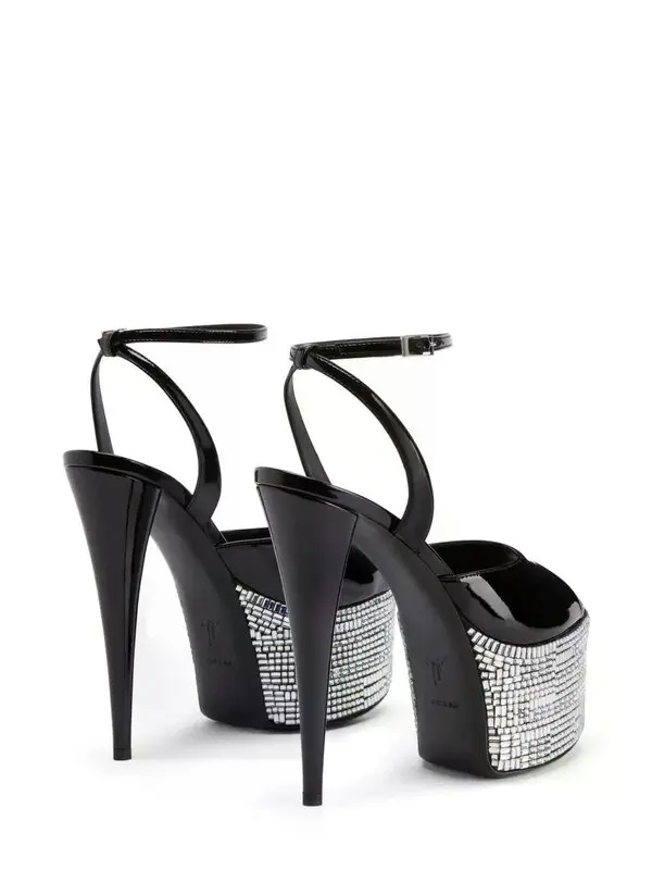 GIUSEPPE ZANOTTI Patent Embellished Platform Sandals