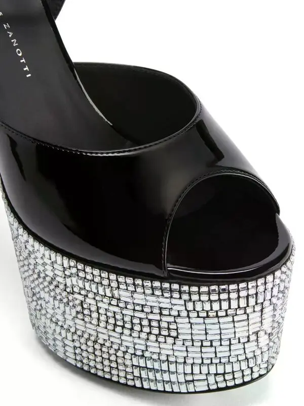 GIUSEPPE ZANOTTI Patent Embellished Platform Sandals