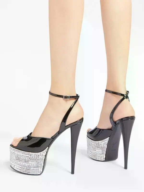 GIUSEPPE ZANOTTI Patent Embellished Platform Sandals