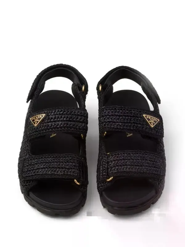 Prada Logo-plaque Woven Sandals