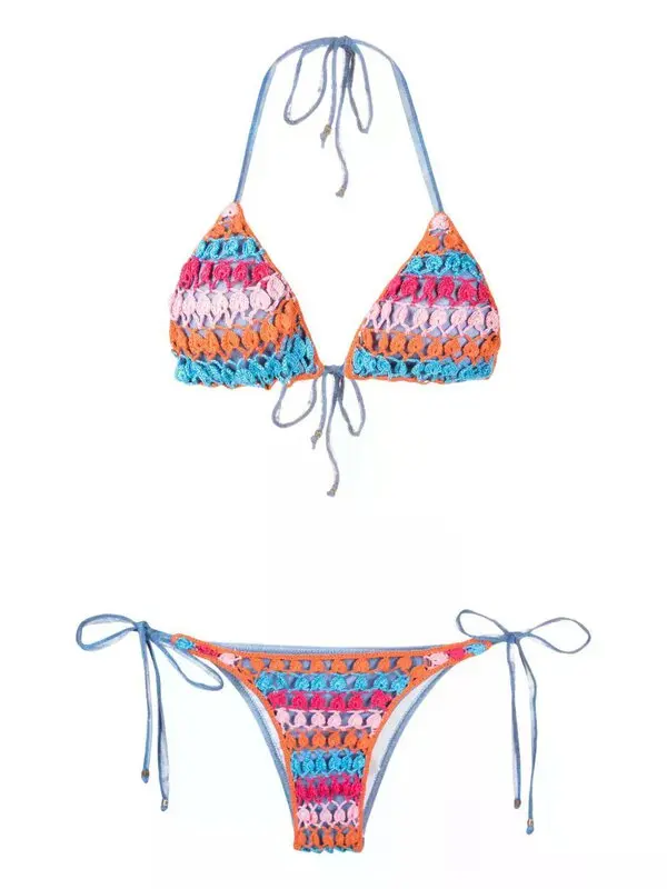 AMIR SLAMA Crochet-knit Bikini Set - Multicolour
