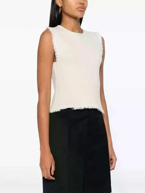 BARRIE Frayed-detailing Knitted Top - Neutrals