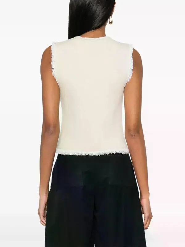 BARRIE Frayed-detailing Knitted Top - Neutrals
