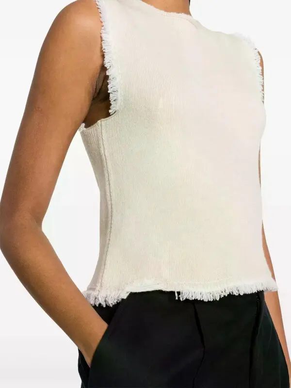 BARRIE Frayed-detailing Knitted Top - Neutrals