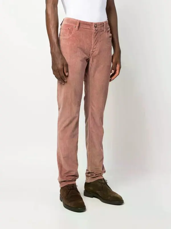 Jacob Cohen Mid-rise Slim-fit Corduroy Trousers - Pink