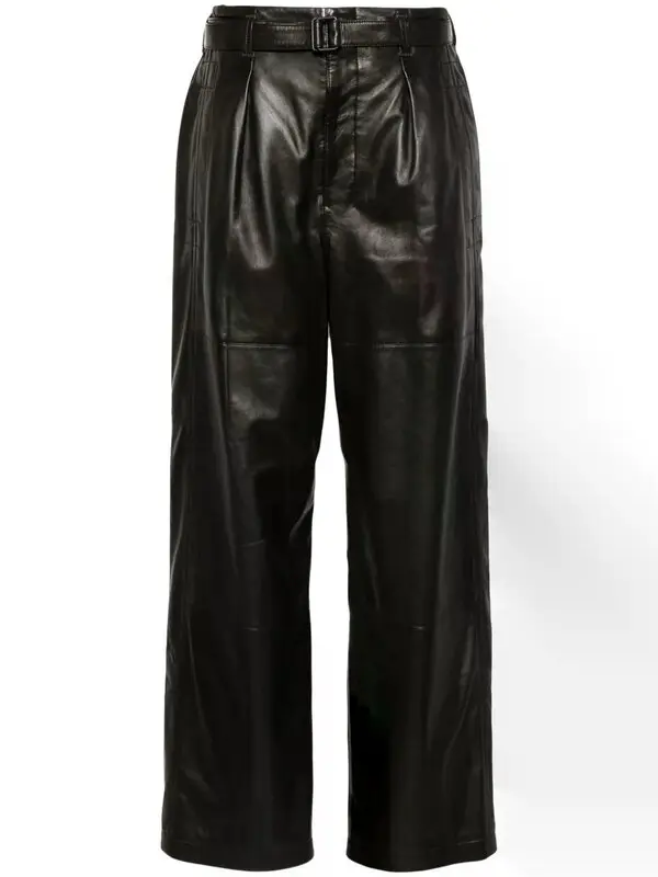 LEMAIRE Belted Lambskin Pants - Brown
