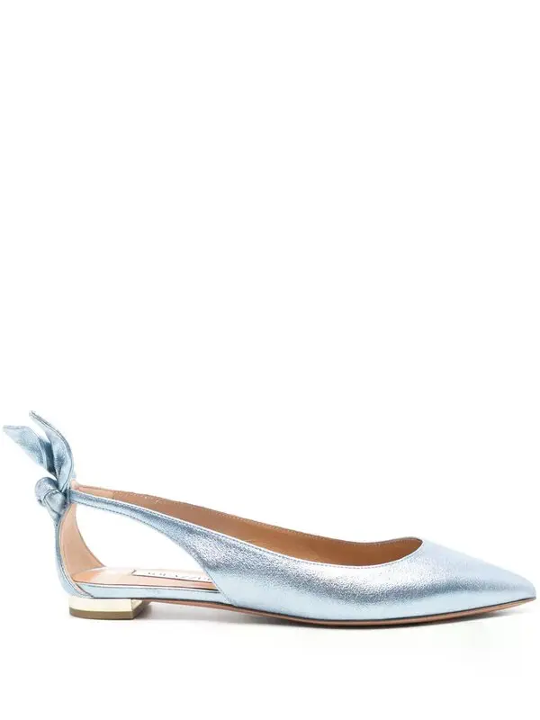 AQUAZZURA Bow Tie Leather Ballerinas