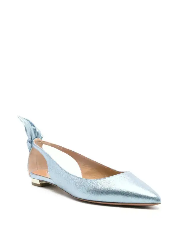 AQUAZZURA Bow Tie Leather Ballerinas