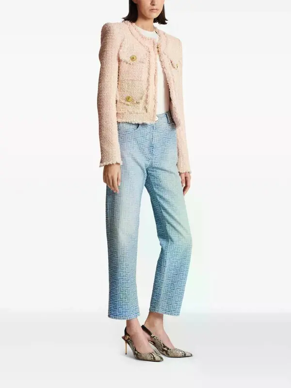 Balmain Collarless Tweed Jacket