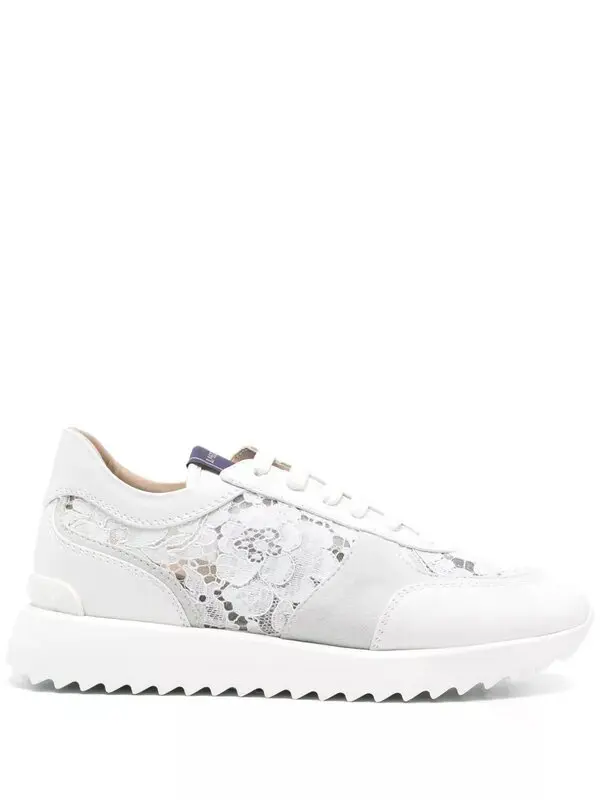 LE SILLA Chantilly-lace Leather Sneakers - White
