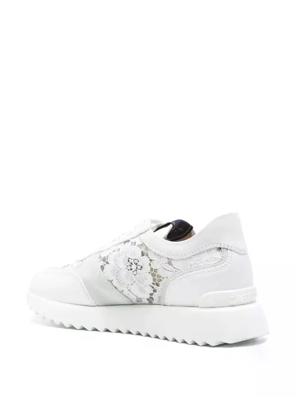 LE SILLA Chantilly-lace Leather Sneakers - White