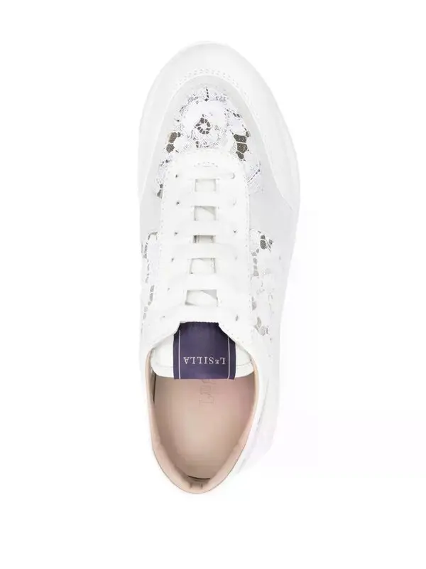 LE SILLA Chantilly-lace Leather Sneakers - White