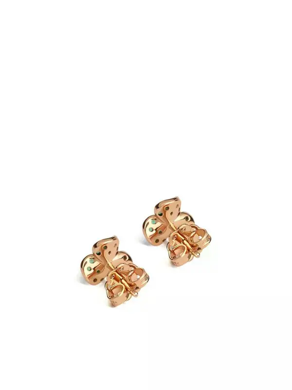 LEO PIZZO 18kt Rose Gold Emerald And Diamond Earrings - Pink